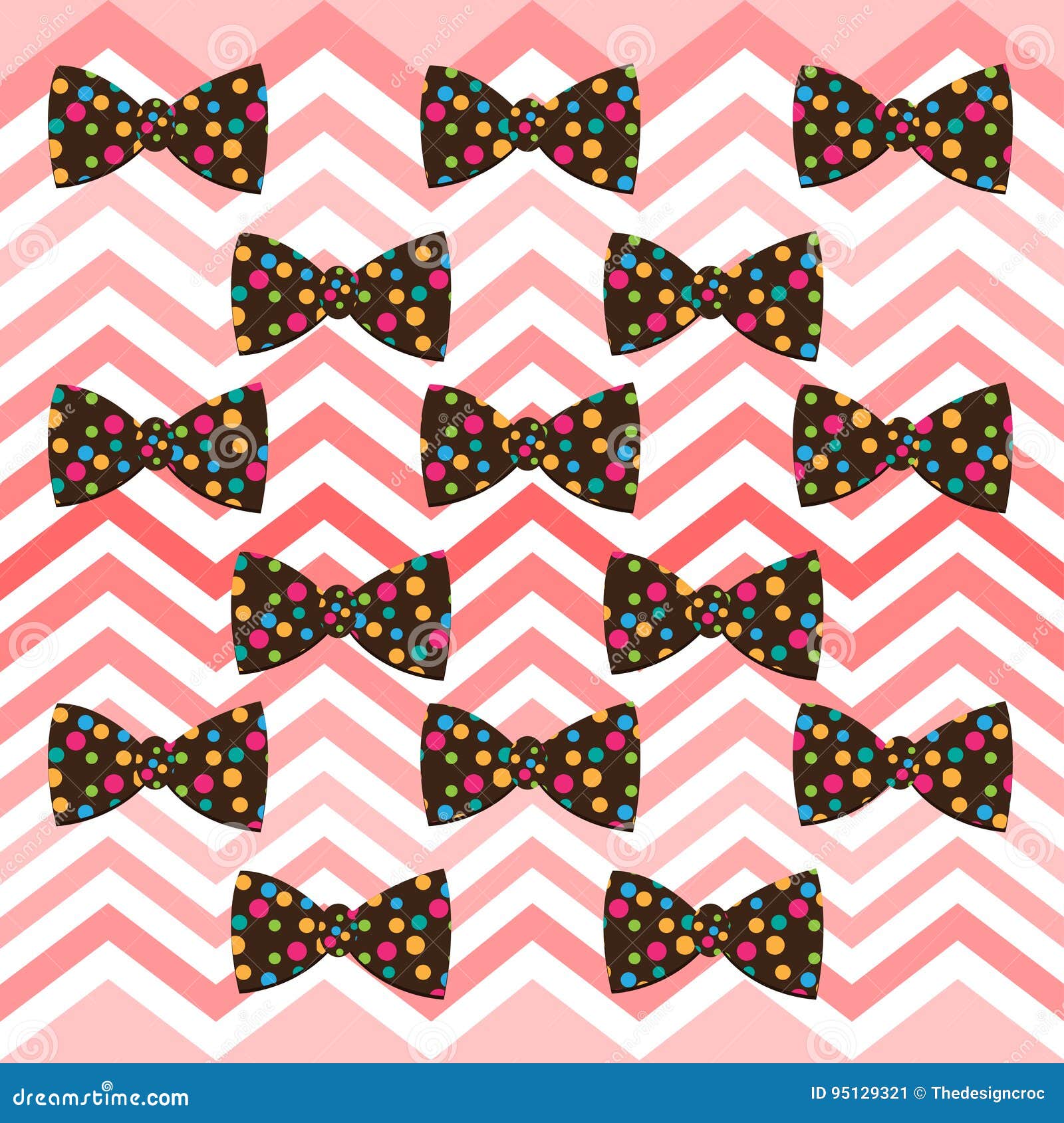 Preppy Pink Chevron Bowtie Pattern Stock Vector - Illustration of ...
