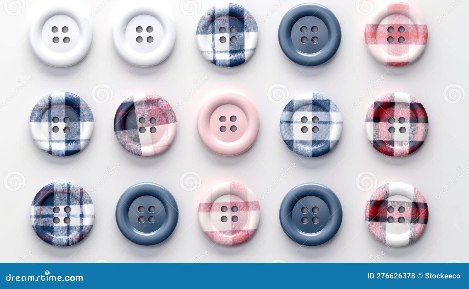 Preppy Plaid Button Pattern on White Background Stock Photo - Image of ...