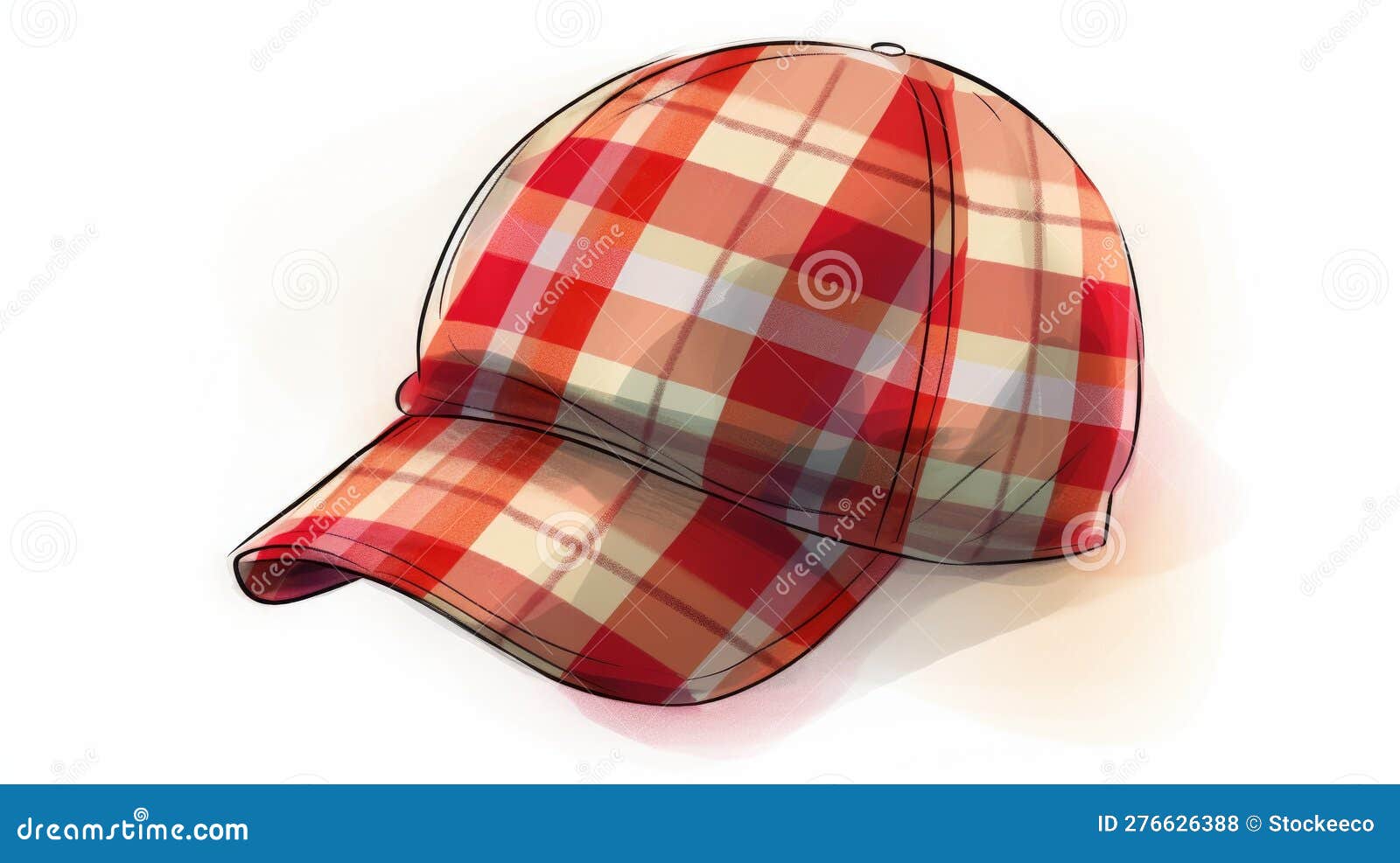 Preppy Plaid Hat Pattern on White Background Stock Photo - Image of ...