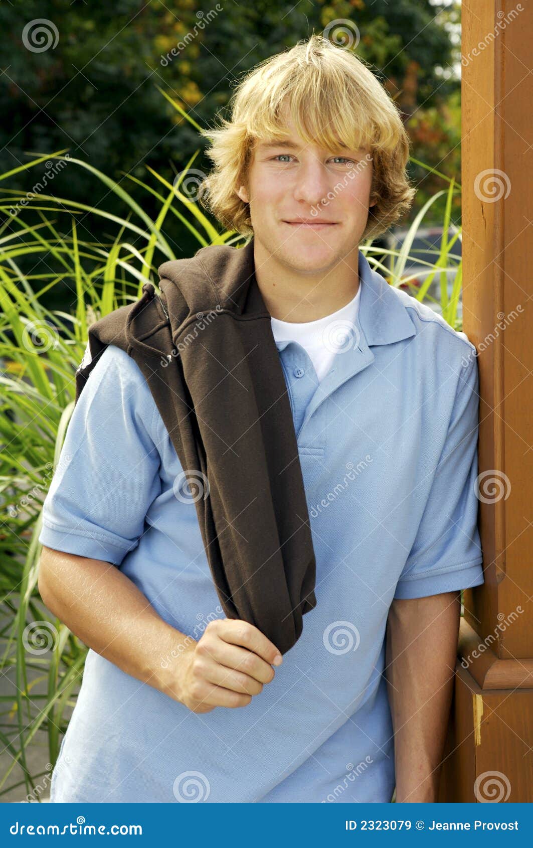 Preppy Portrait stock image. Image of blonde, blue, brick - 2323079