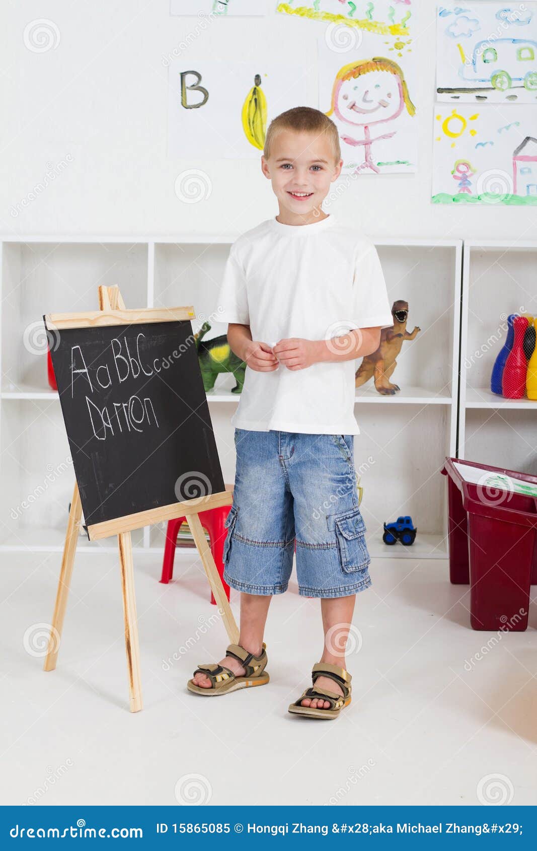 Preschool boy stock image. Image of creative, blackboard - 15865085
