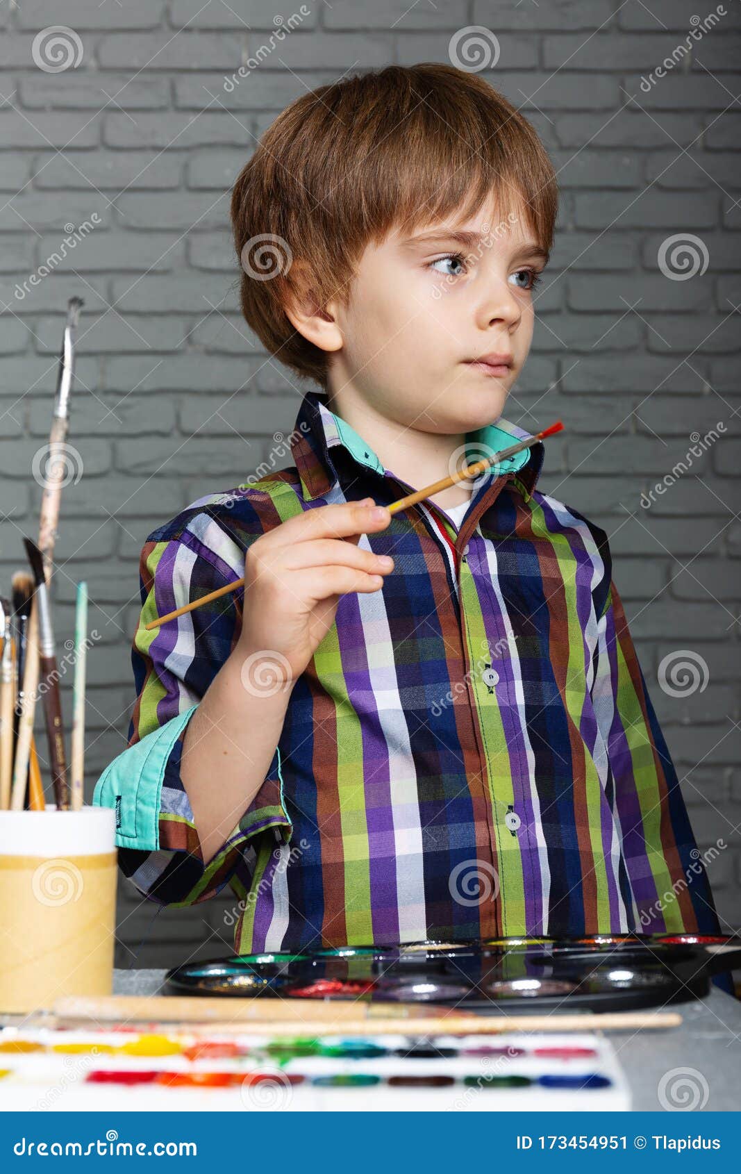 Preschool Boy Learns To Think Creatively Stock Image - Image of happy ...