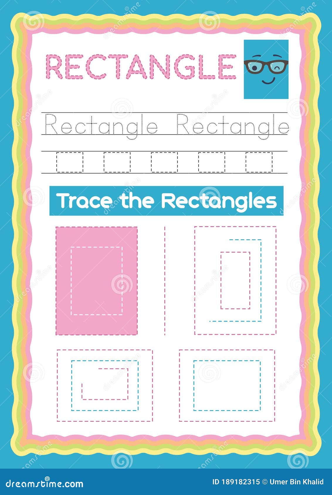 Preschool Colorful Rectangle Shape, Tracing and Writing daily Printable ...