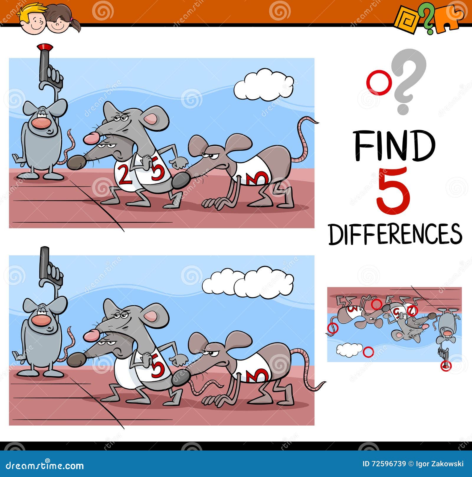 Differences Activity For Kids Cartoon Vector | CartoonDealer.com #72596677
