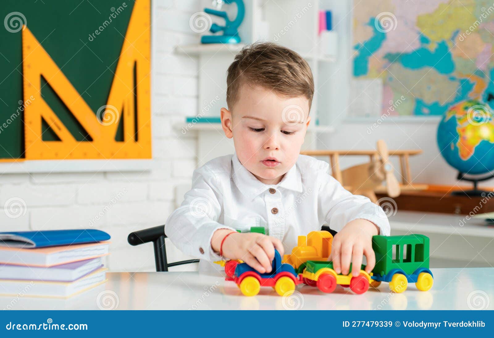 Preschool Kids. School Concept. Cute Boy in Elementary School. Stock ...