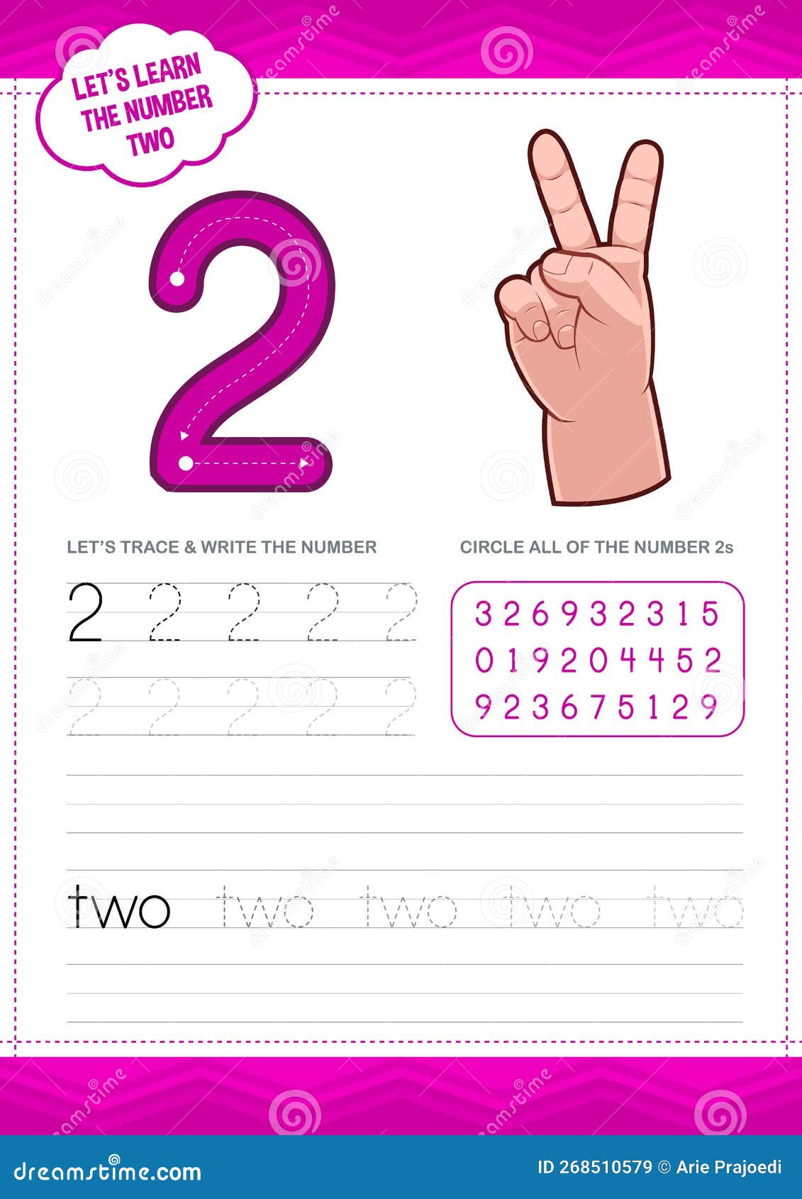 Preschool Learning Number Two Worksheet Stock Illustration ...