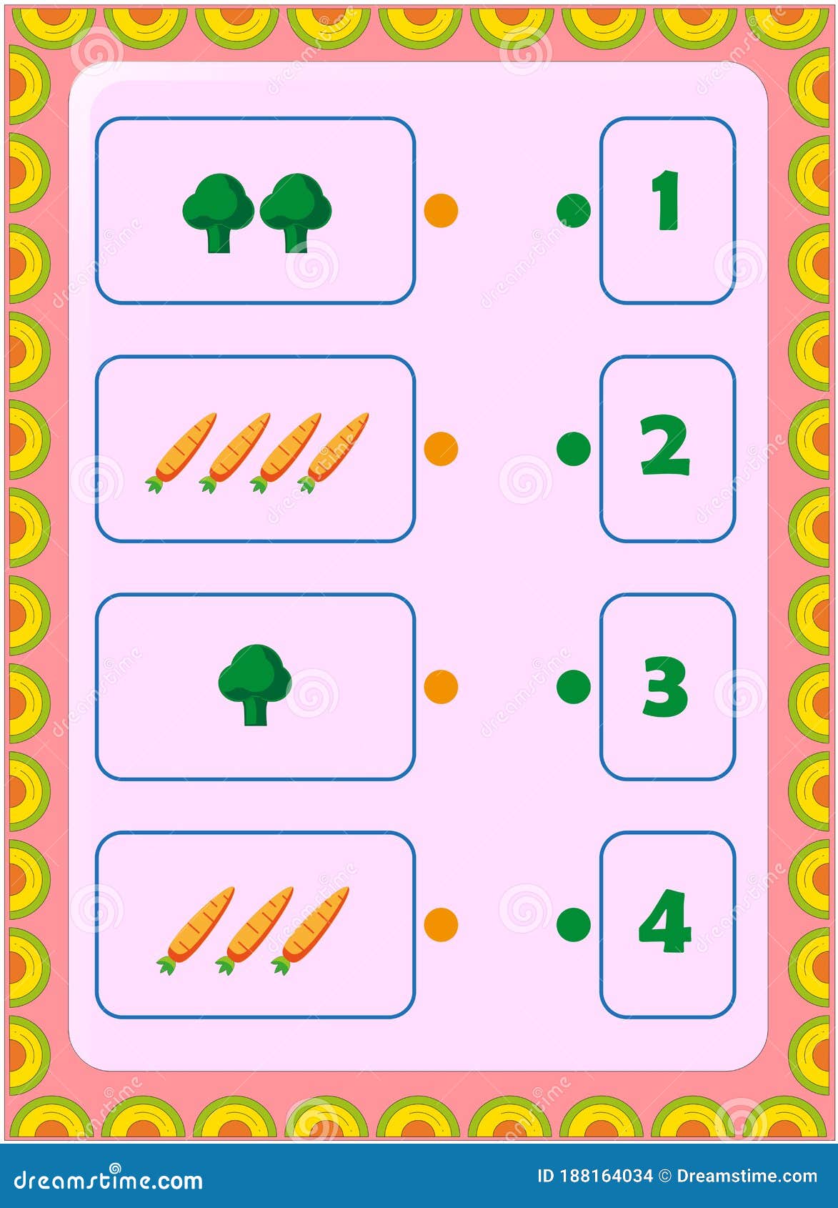 Preschool and Toddler Math with Broccoli and Carrot Design Stock Vector ...
