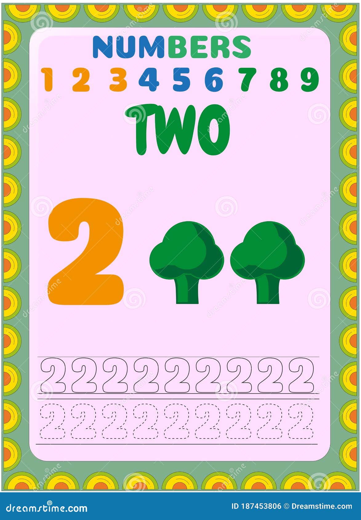 Preschool and Toddler Math with Broccoli Design Stock Vector ...