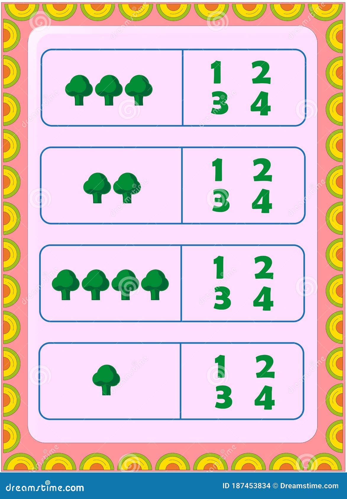 Preschool and Toddler Math with Broccoli Design Stock Vector ...