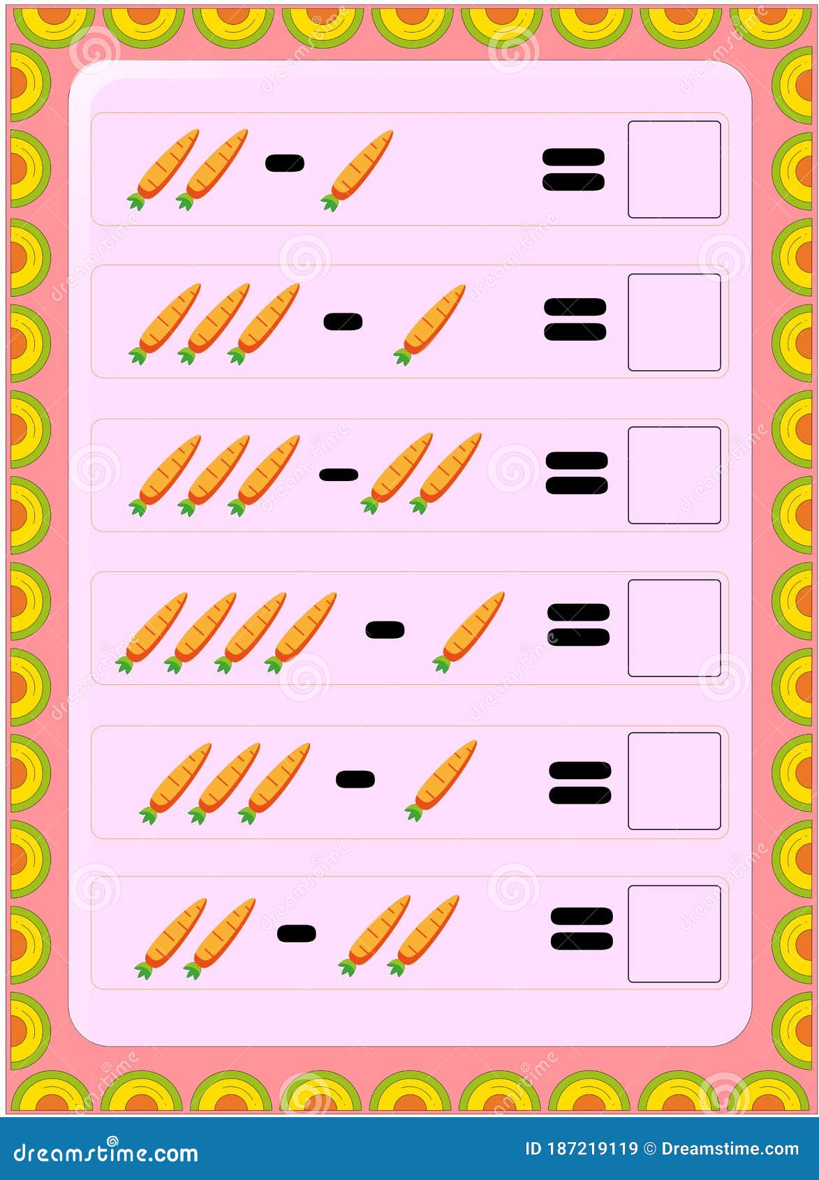 Preschool and Toddler Math with Carrot Design Stock Illustration ...