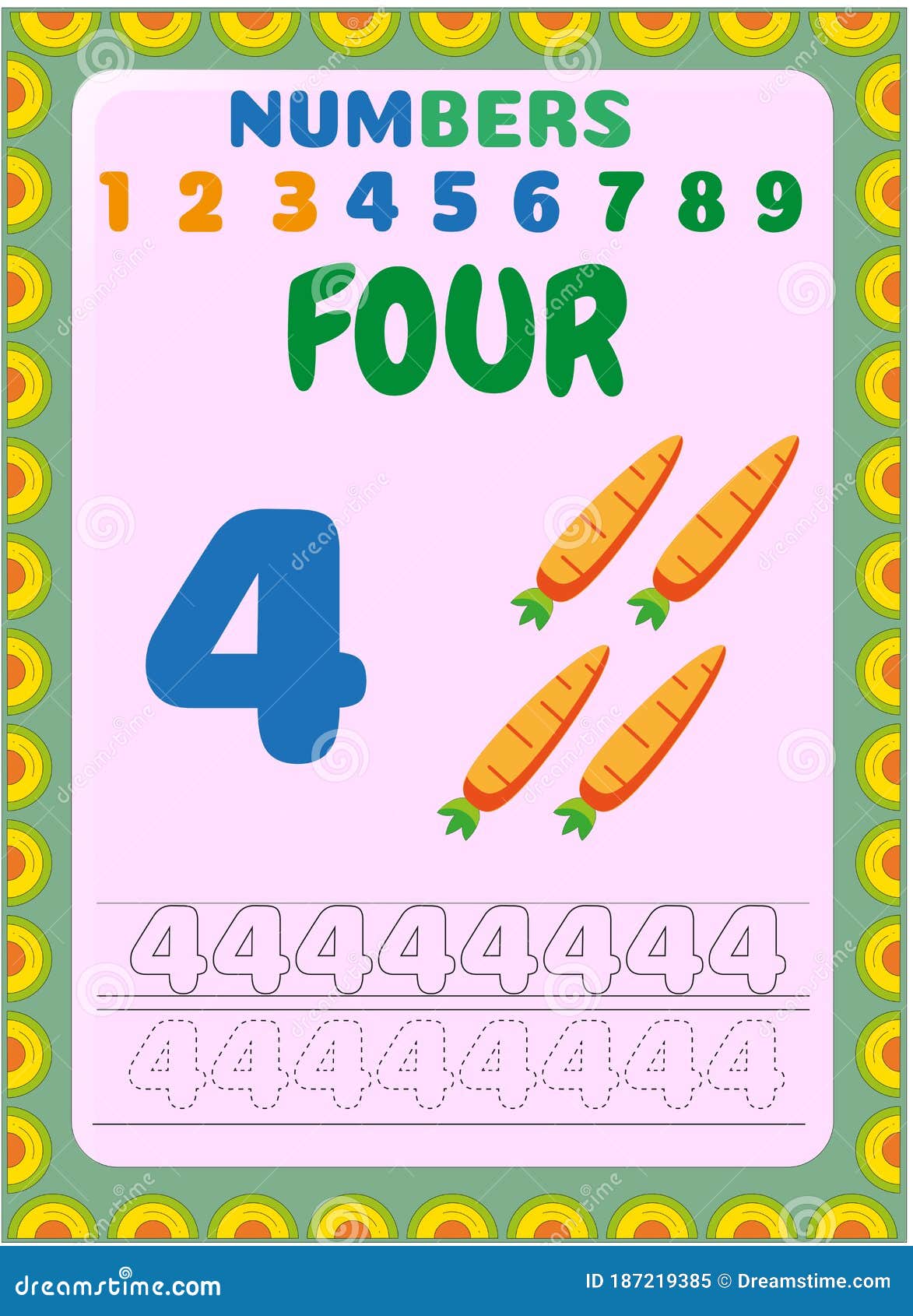 Preschool and Toddler Math with Carrot Design Stock Illustration ...