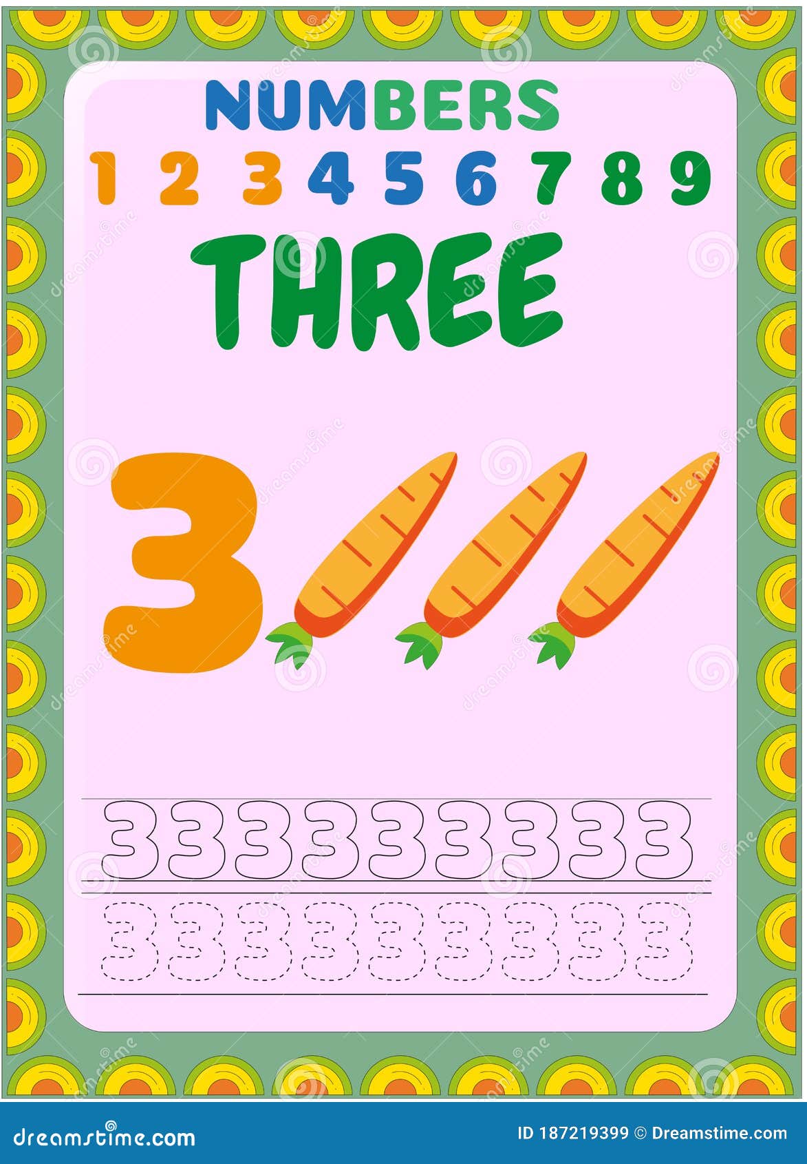 Preschool and Toddler Math with Carrot Design Stock Illustration ...
