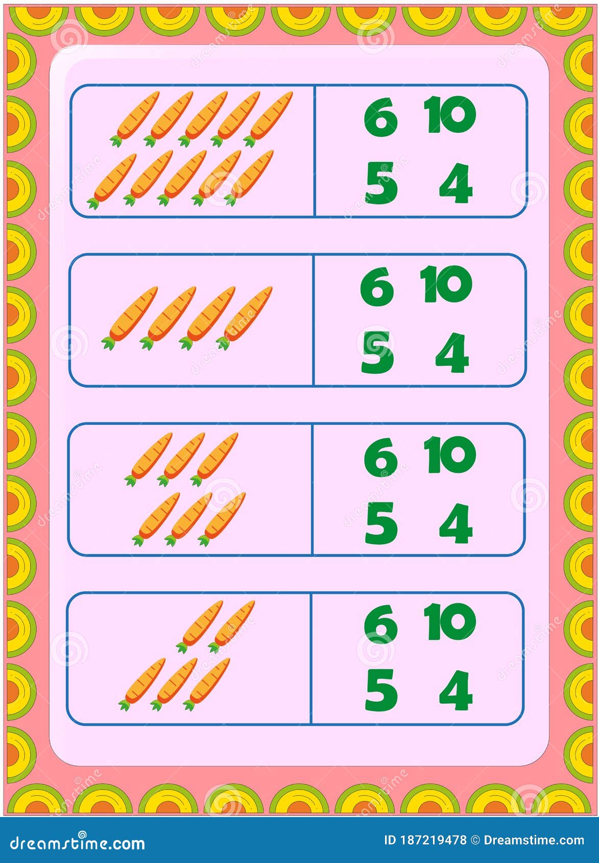 Preschool and Toddler Math with Carrot Design Stock Illustration ...