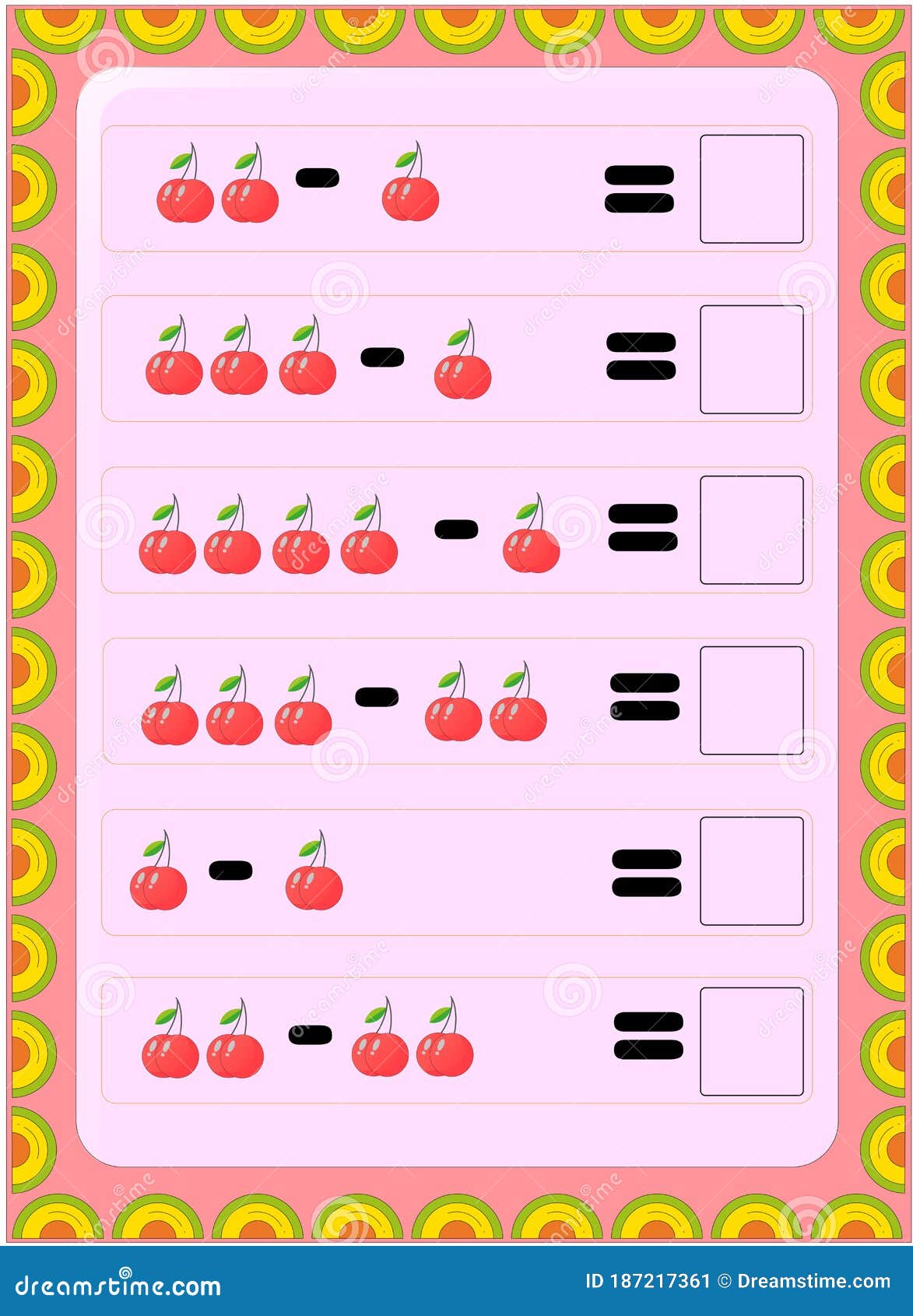 Preschool Toddler Math with Cherry Design Stock Vector - Illustration ...