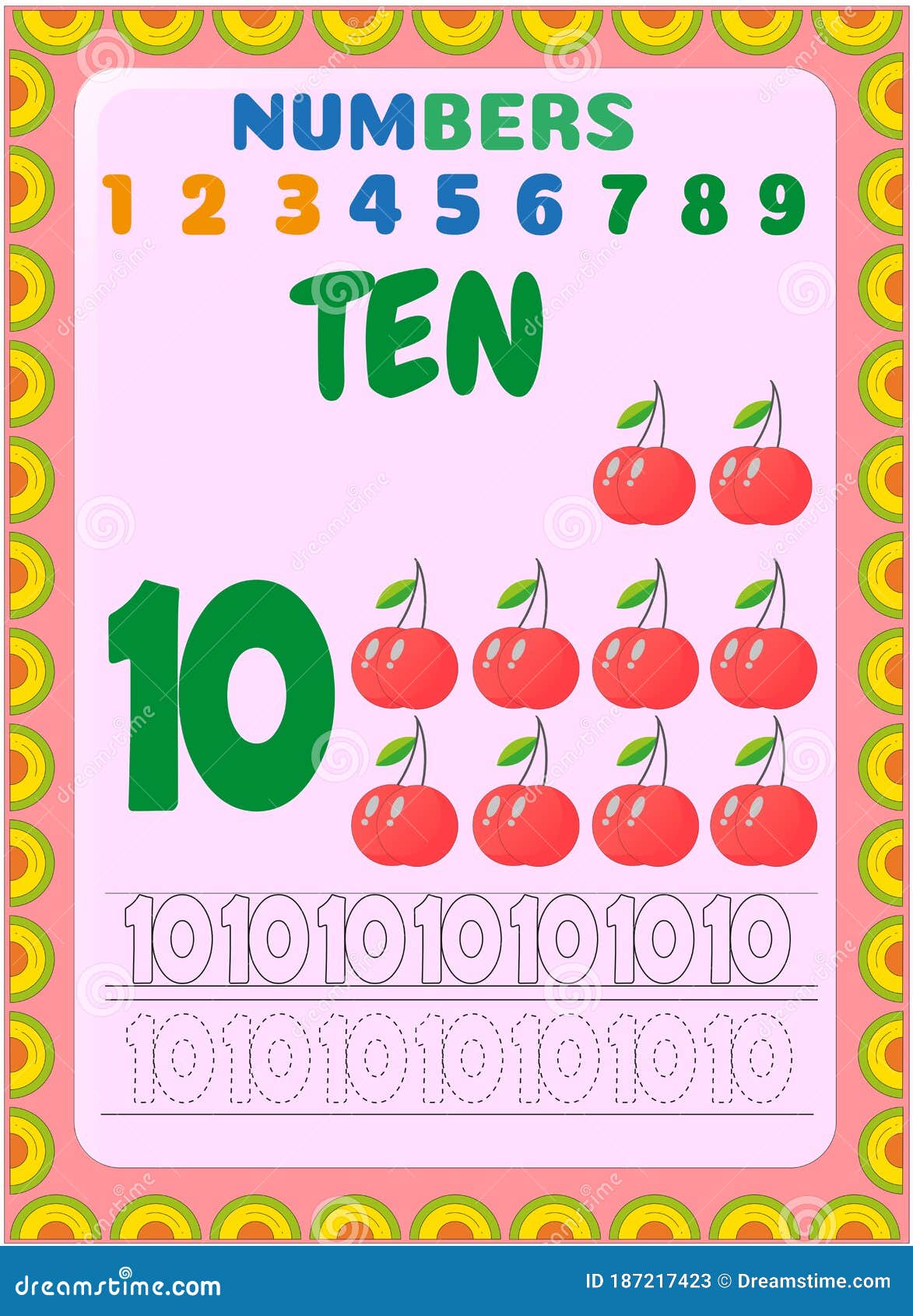 Preschool Toddler Math with Cherry Design Stock Vector - Illustration ...