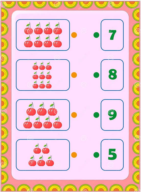 Preschool Toddler Math with Cherry Design Stock Vector - Illustration ...