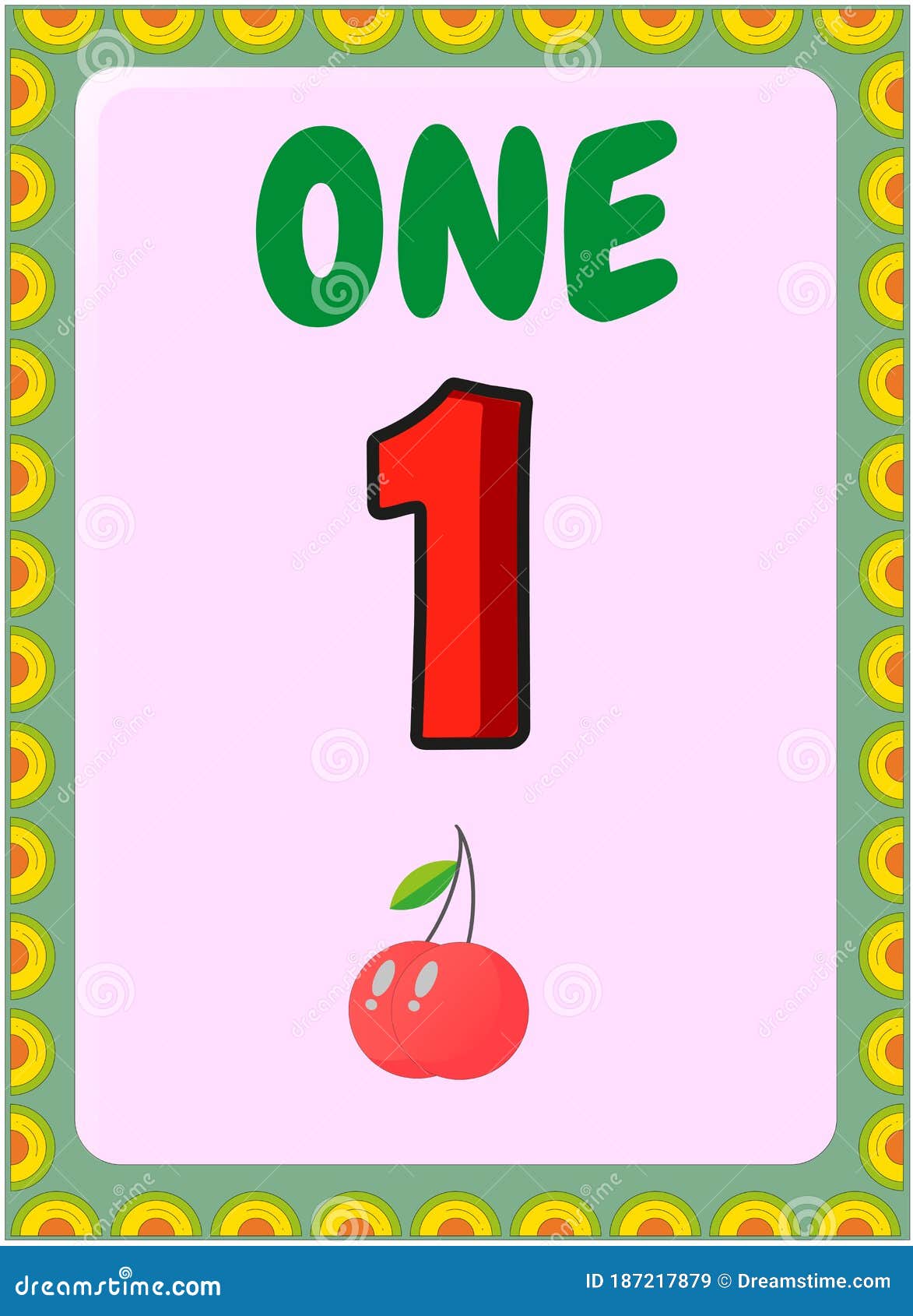 Preschool Toddler Math with Cherry Design Stock Vector - Illustration ...