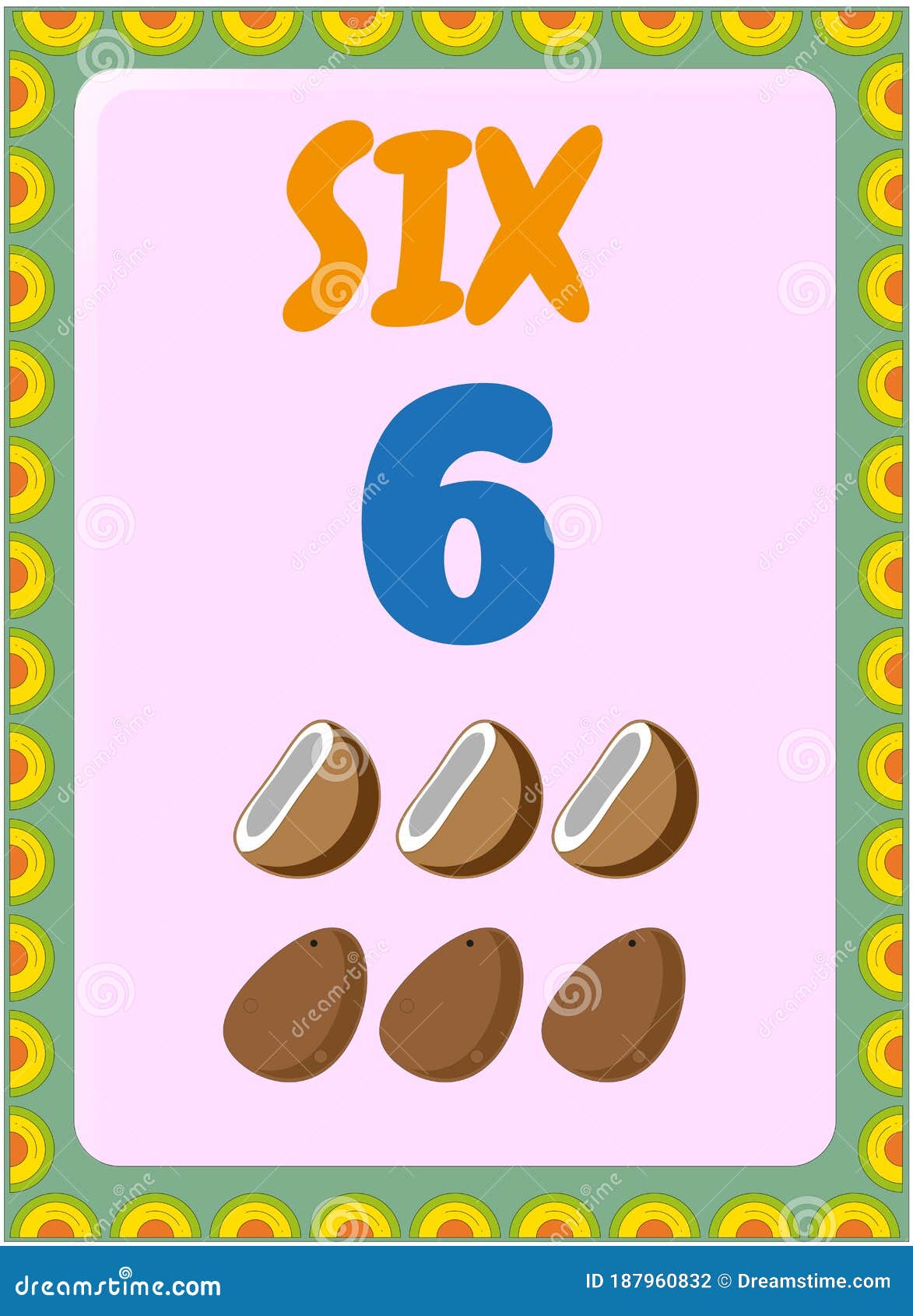 Preschool and Toddler Math with Coconut and Potato Design Stock Vector ...