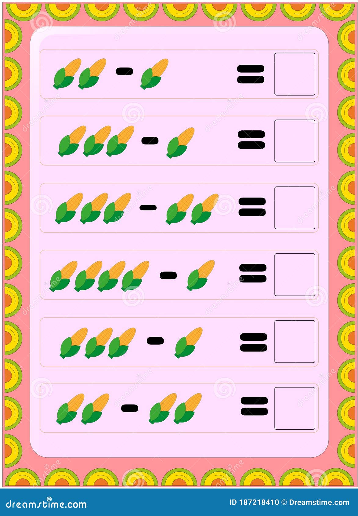 Preschool and Toddler Math with Corn Design Stock Illustration ...