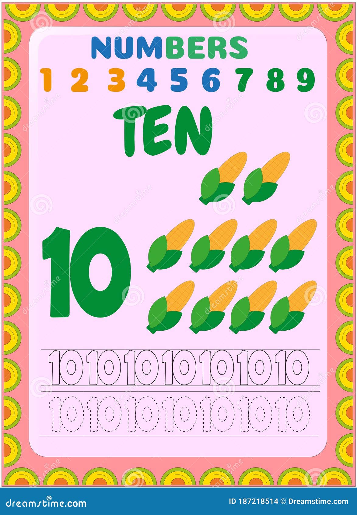 Preschool and Toddler Math with Corn Design Stock Illustration ...