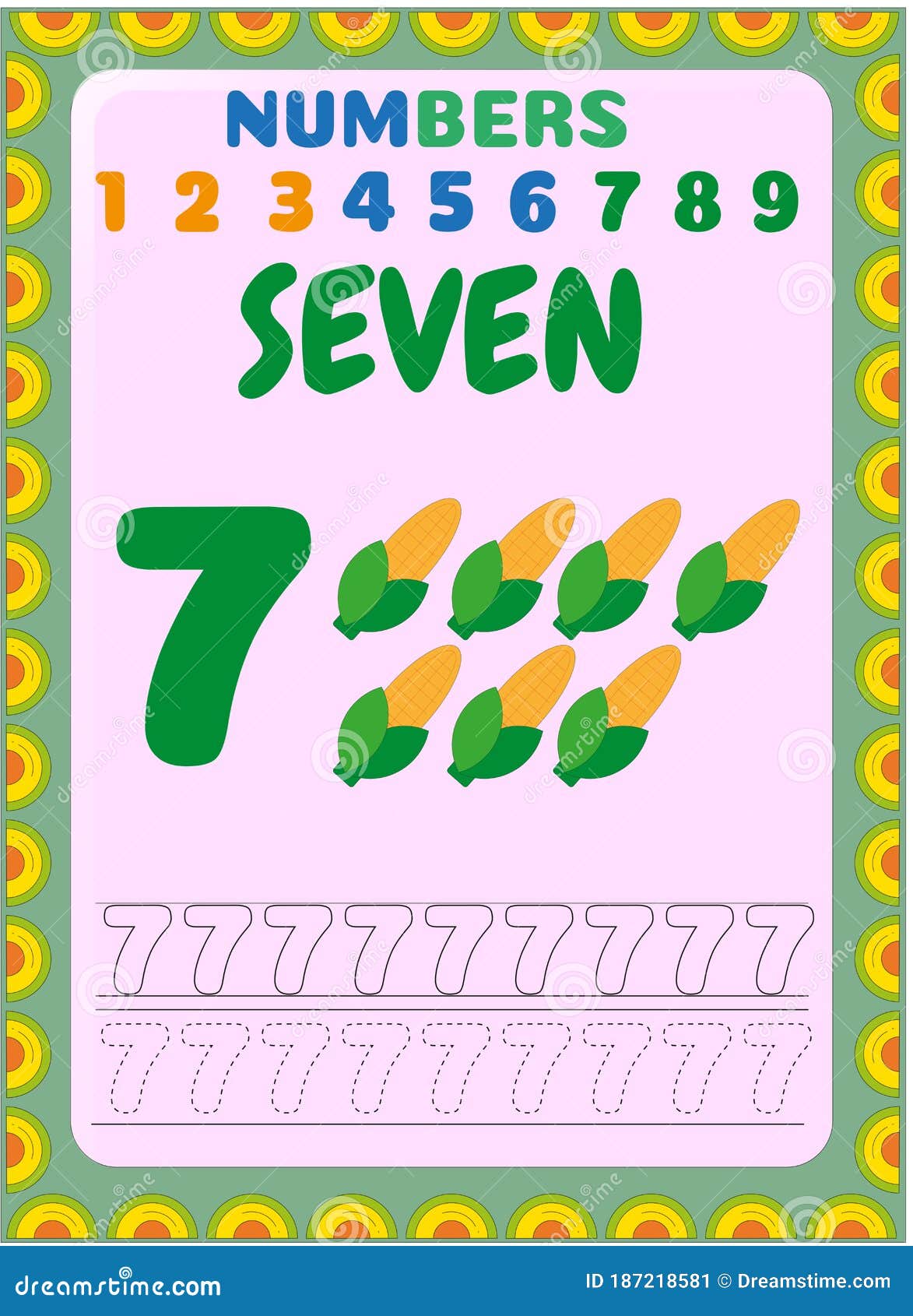 Preschool and Toddler Math with Corn Design Stock Illustration ...
