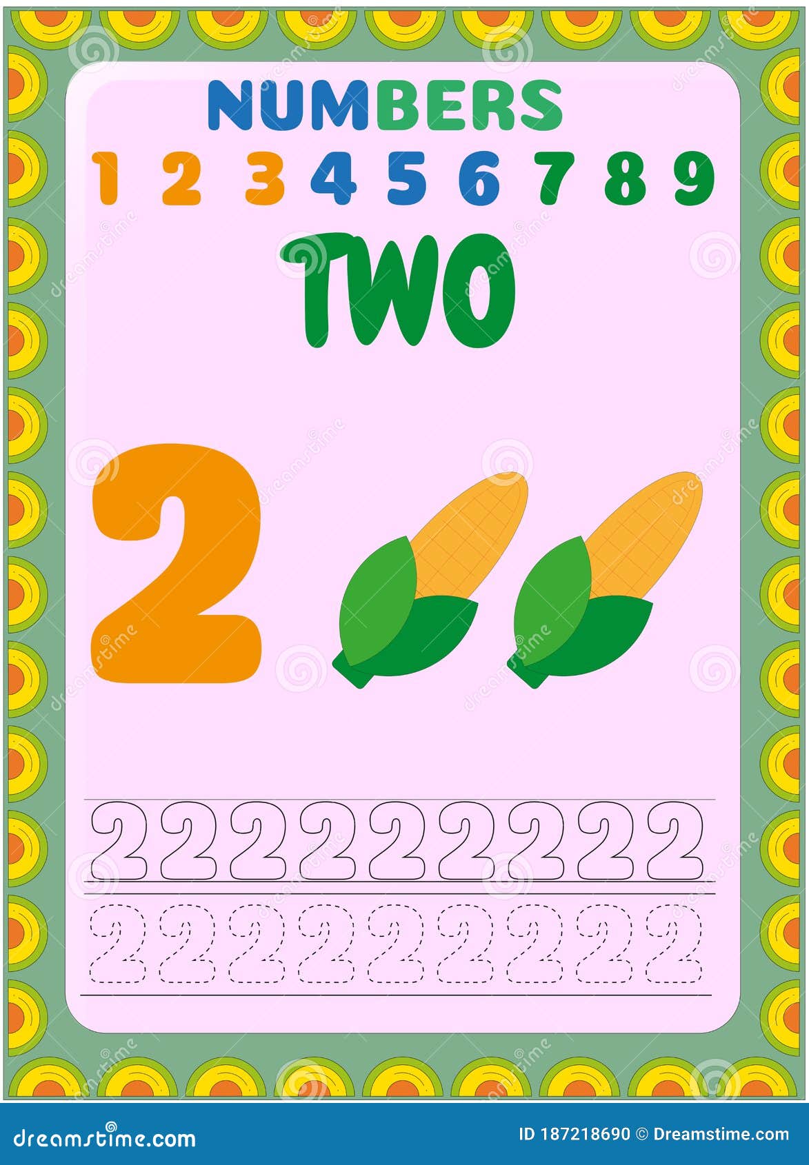 Preschool and Toddler Math with Corn Design Stock Illustration ...