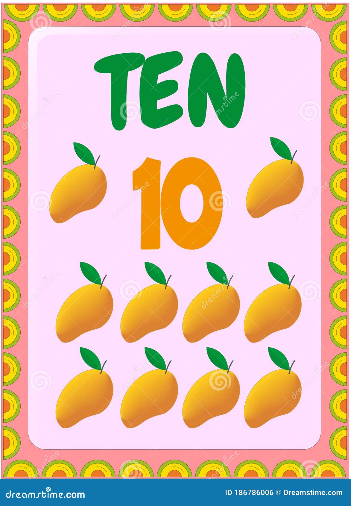 Preschool and Toddler Math with Mango Fruit Design Stock Illustration ...