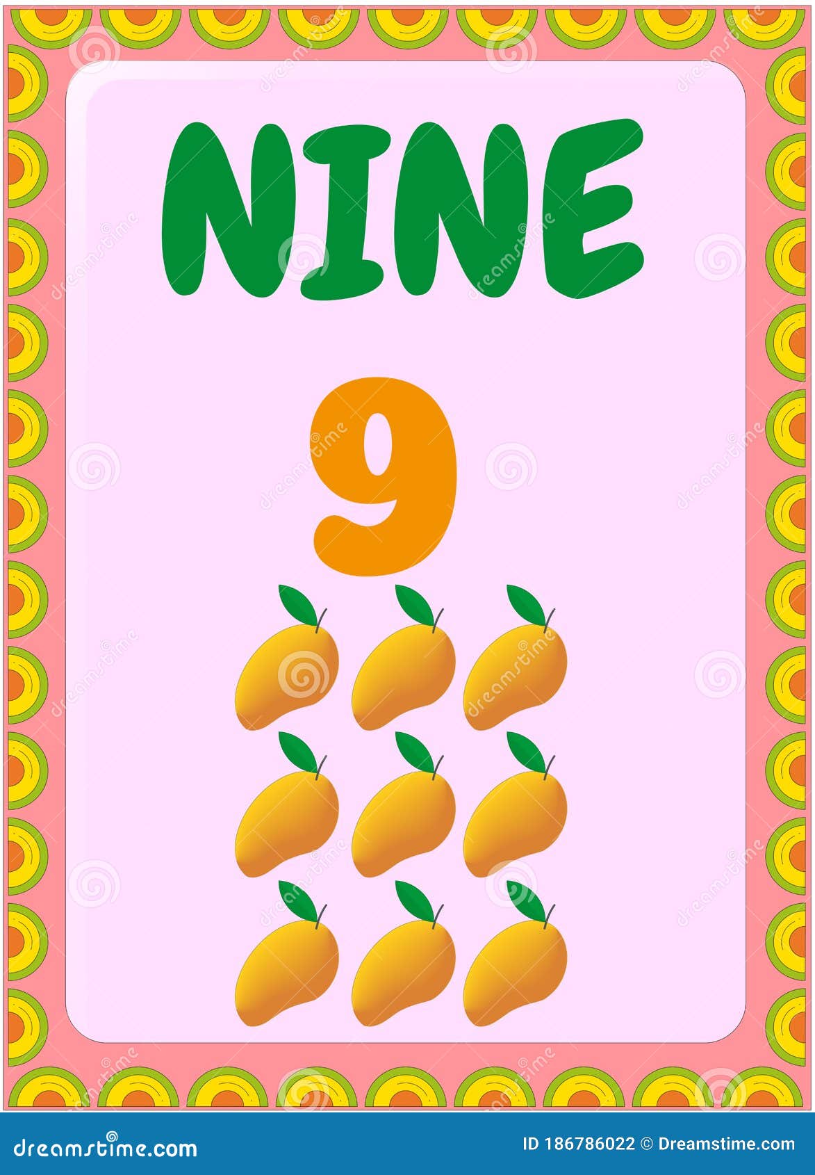 Preschool and Toddler Math with Mango Fruit Design Stock Illustration ...
