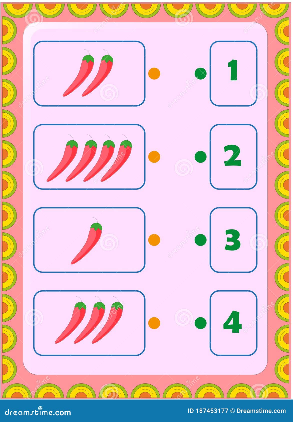 Preschool and Toddler Math with Mexican Chili Design Stock Vector ...