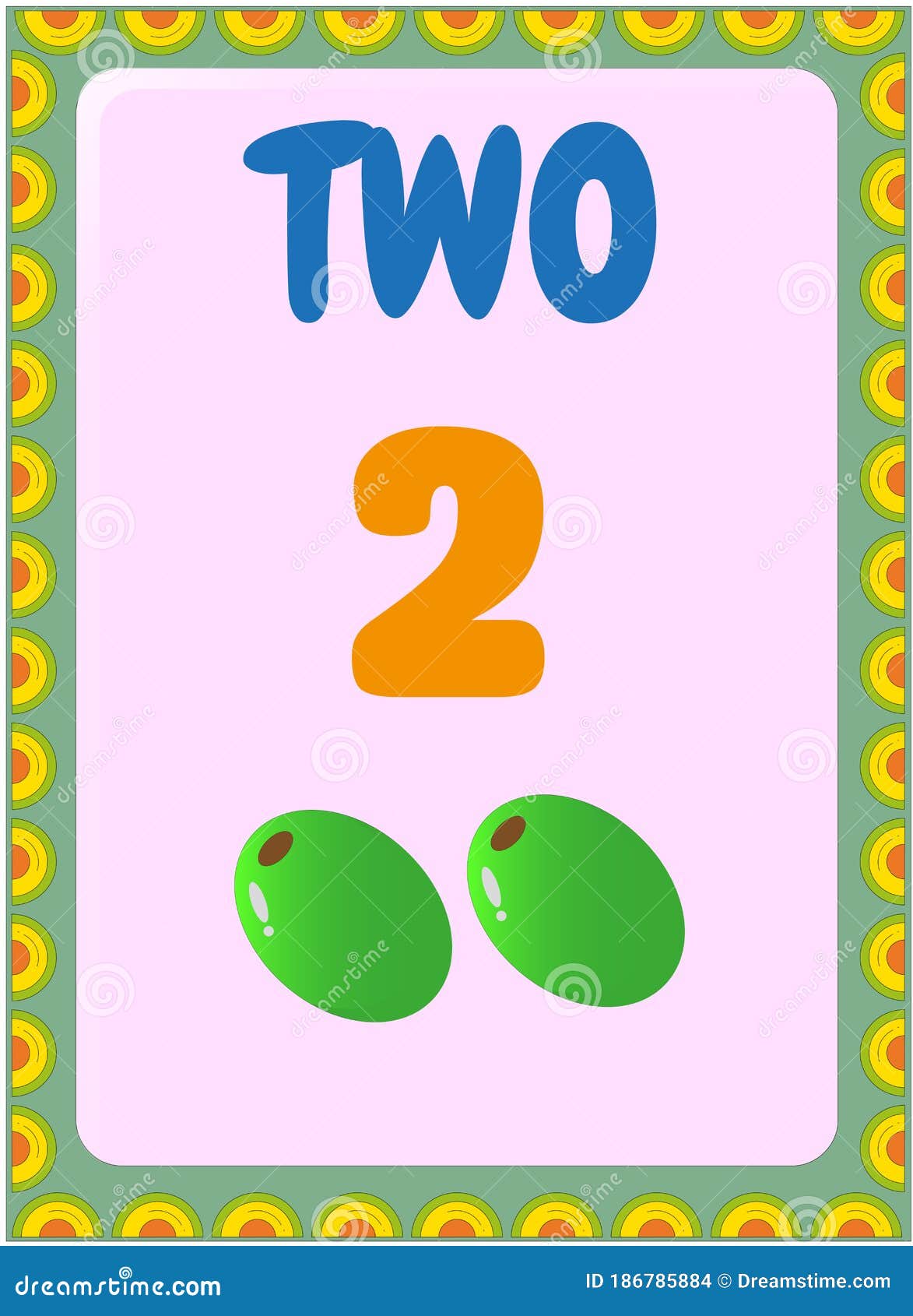 Preschool and Toddler Math with Olive Fruit Design Stock Illustration ...