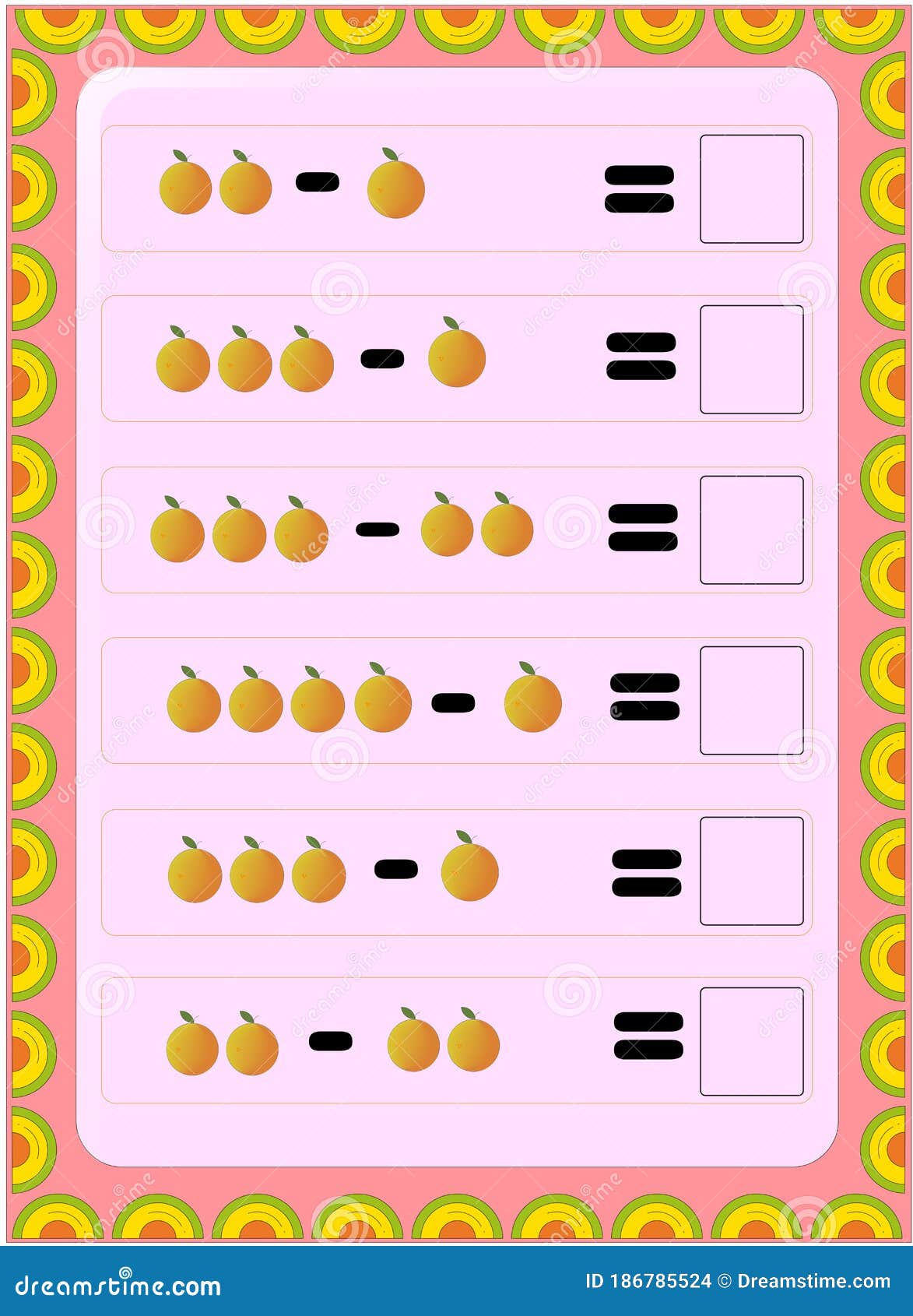 Preschool and Toddler Math with Orange Fruit Design Stock Vector ...