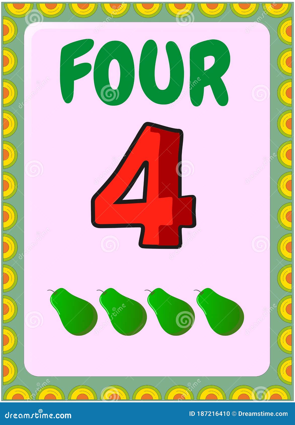 Preschool Toddler Math with Pear Design Stock Vector - Illustration of ...