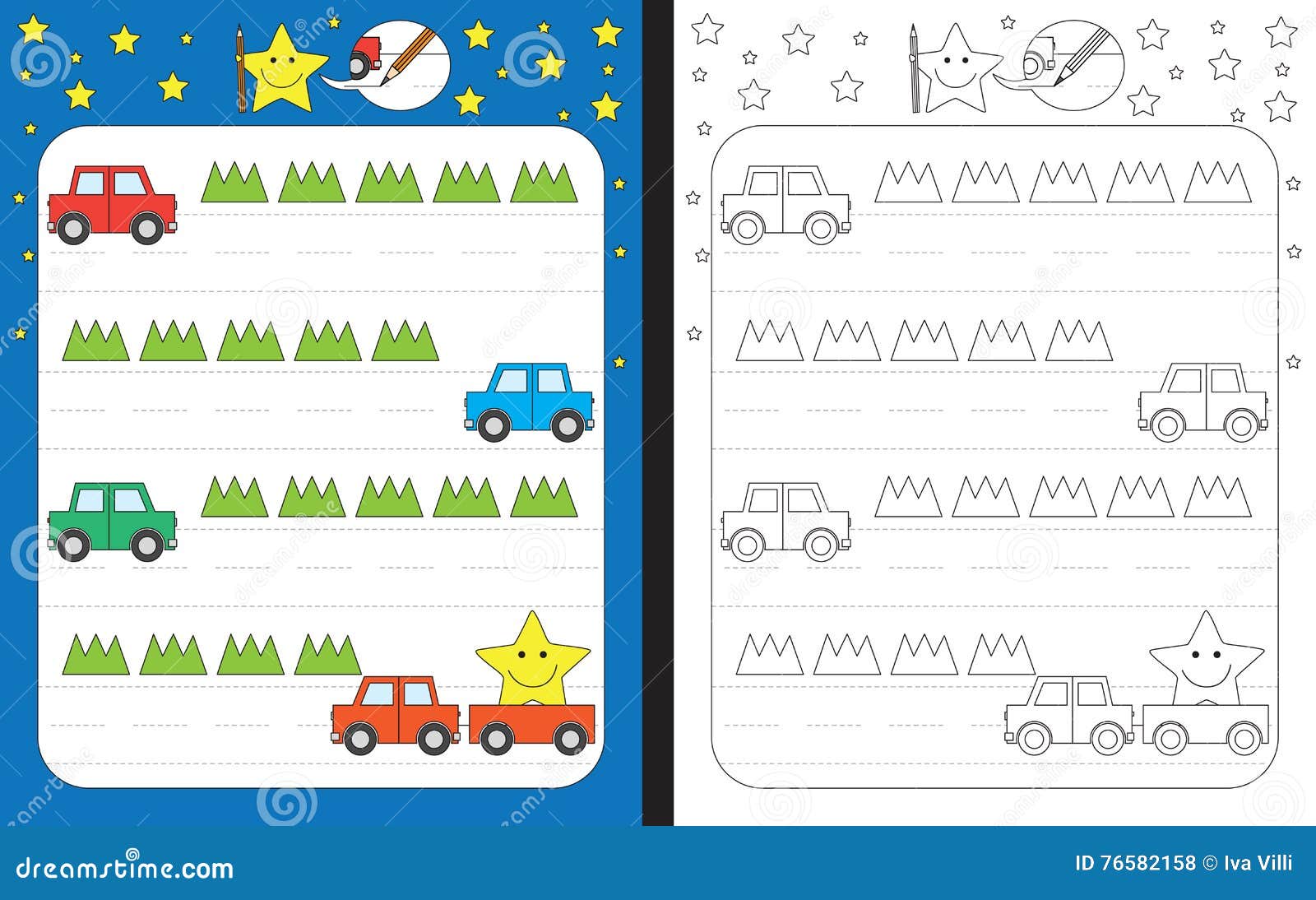Preschool worksheet stock vector. Illustration of line - 76582158