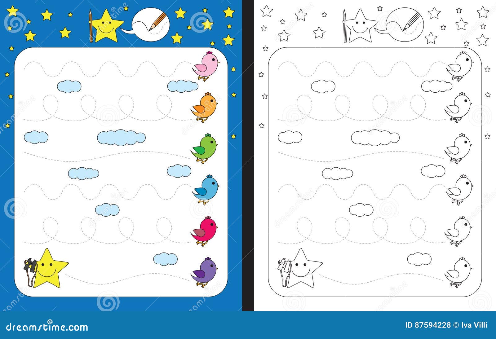 Preschool worksheet stock vector. Illustration of flying - 87594228