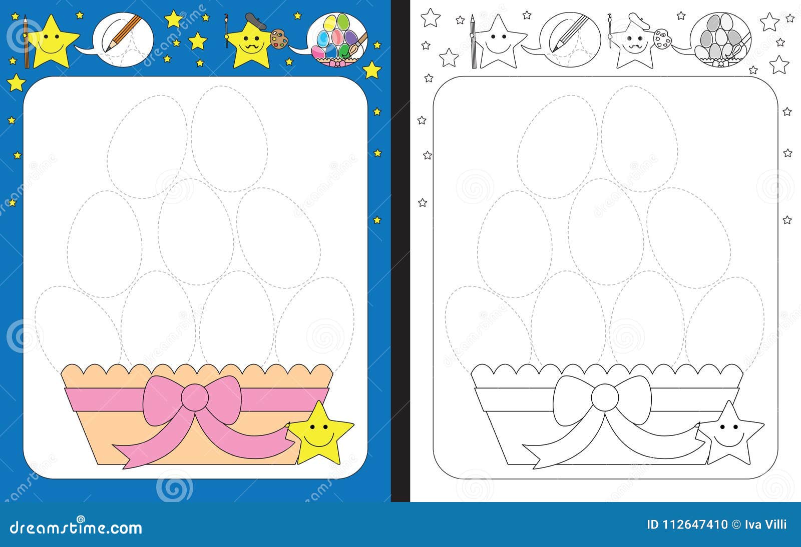 Preschool worksheet stock vector. Illustration of education - 112647410