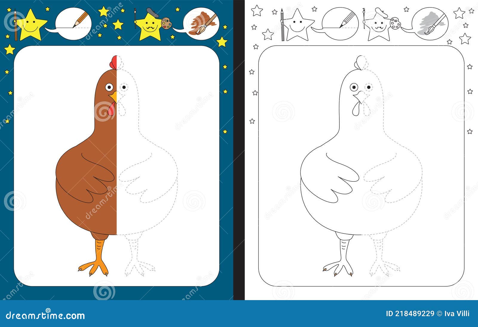 Preschool worksheet stock vector. Illustration of star - 218489229