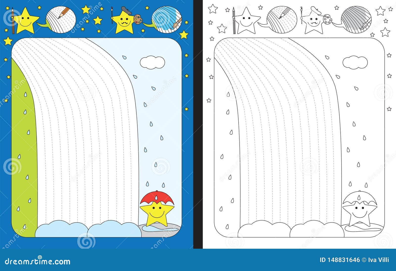 Preschool worksheet stock vector. Illustration of drops - 148831646
