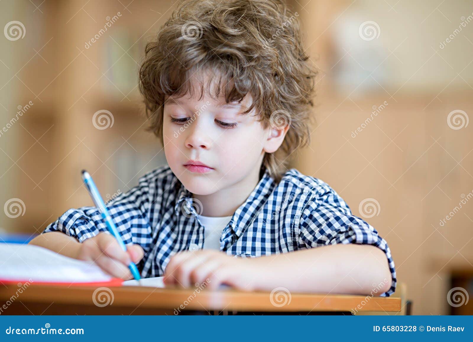 Writing Little Boy During Classes Royalty-Free Stock Photography ...