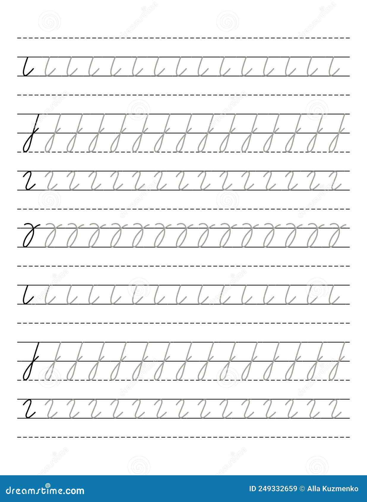 Preschool Writing Worksheet with Tracing Dashed Lines for Practicing ...