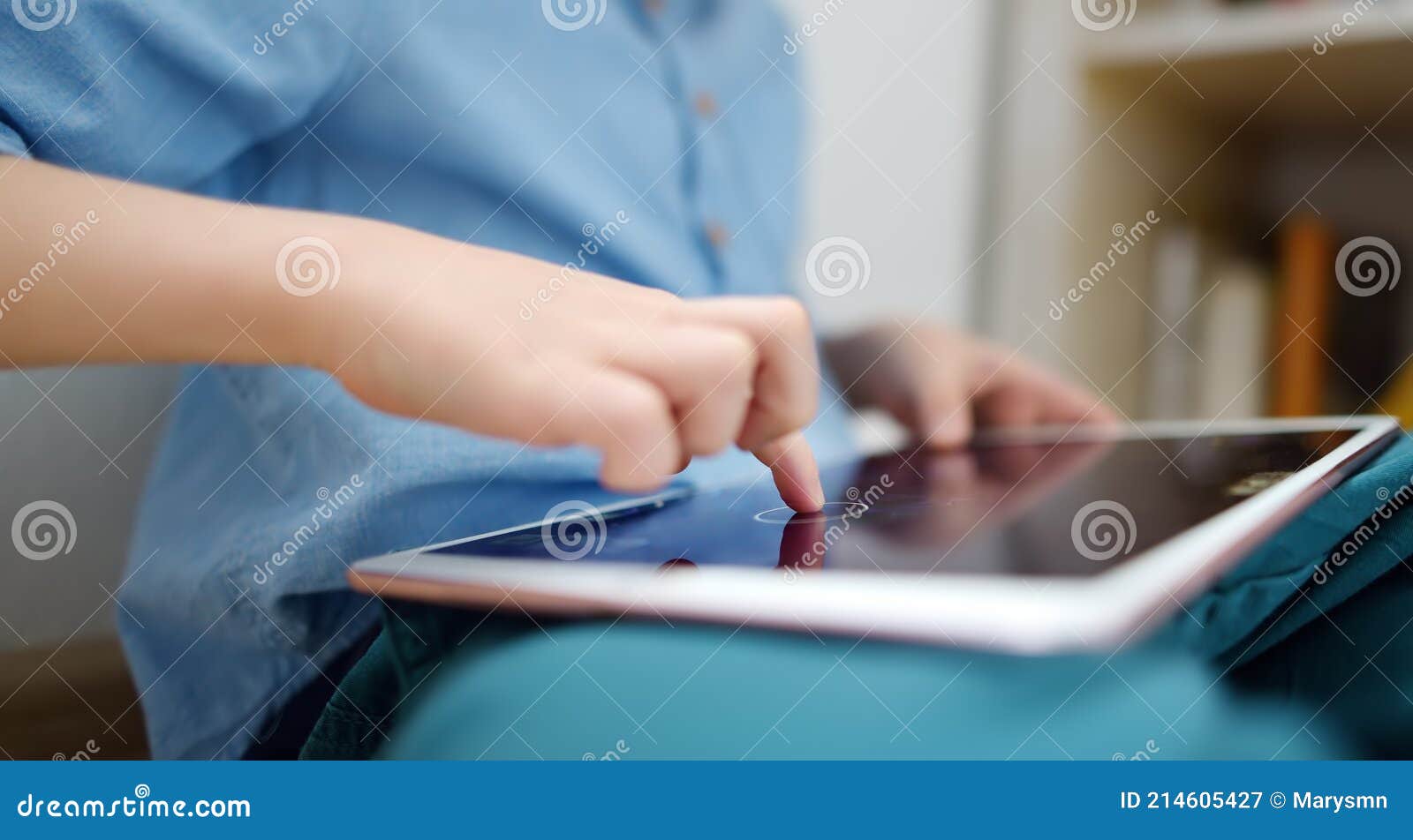 Preschooler Boy Using Tablet or Playing Pc Game. Overuse and Addiction ...