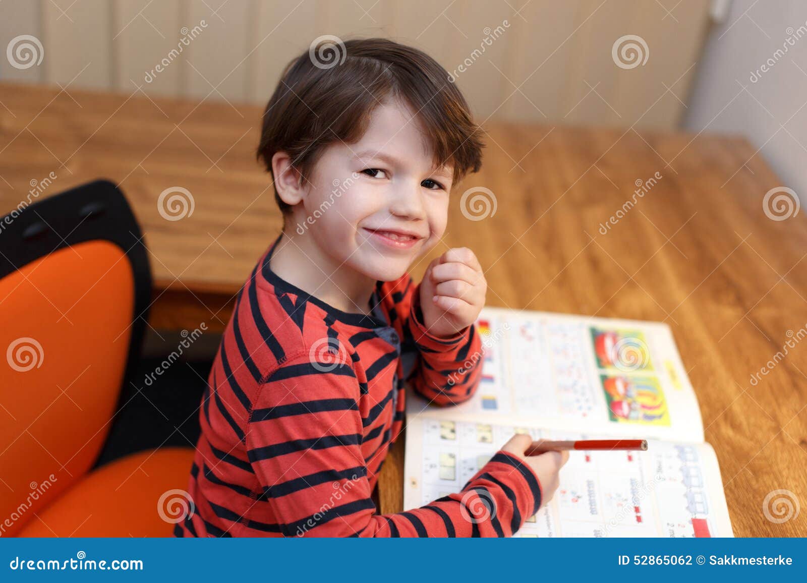 Preschooler Genius Boy Solving Math Exercise Stock Photo - Image of ...