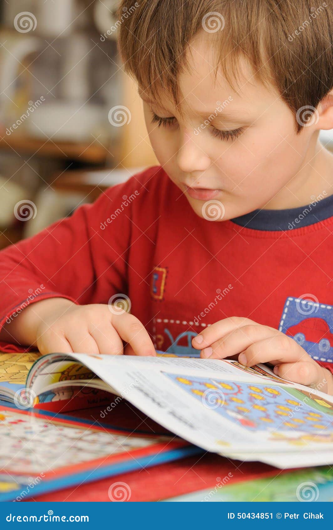 Preschooler reading book stock image. Image of portrait - 50434851