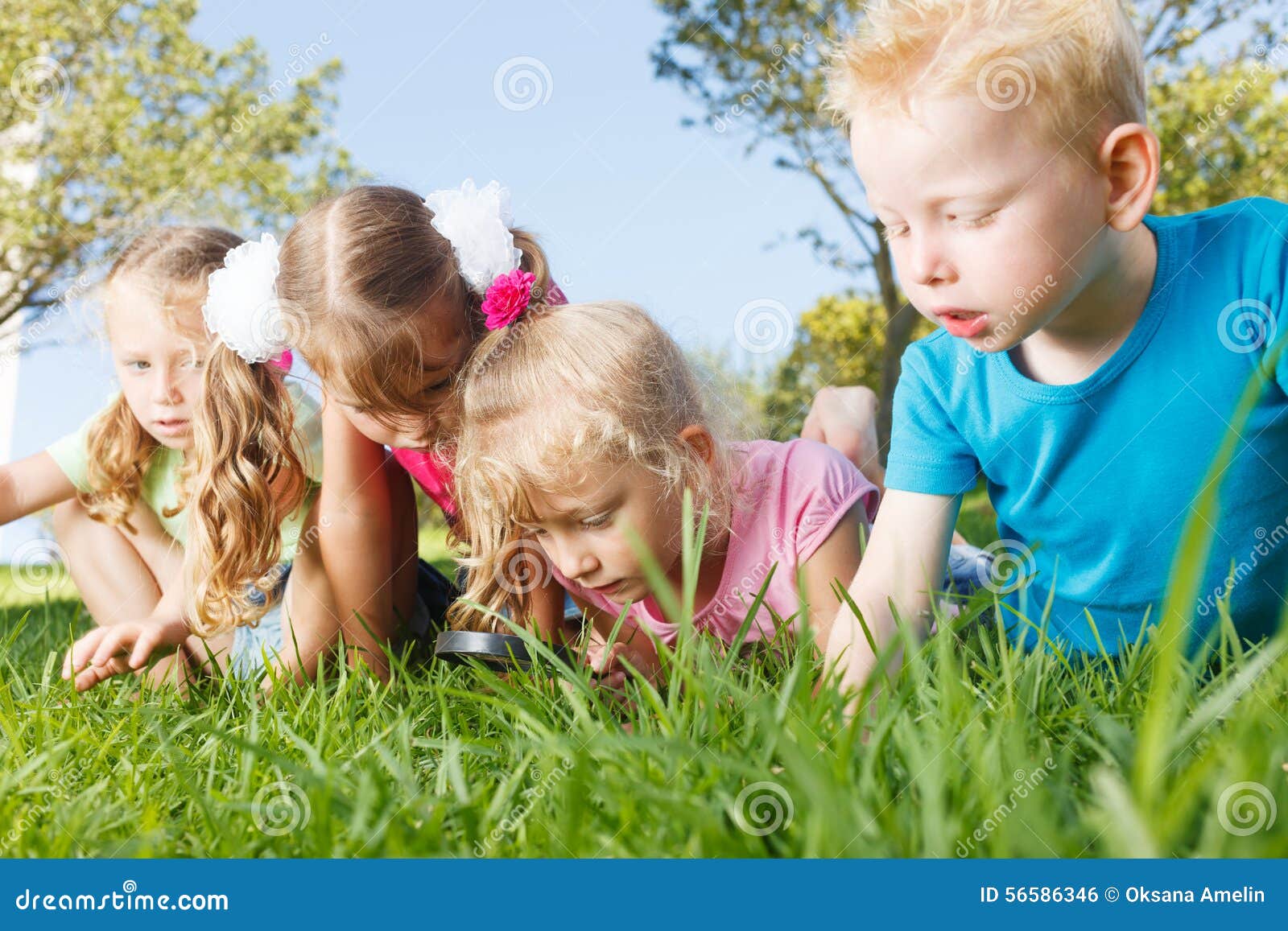 Preschoolers Exploring the Nature Stock Photo - Image of detective ...