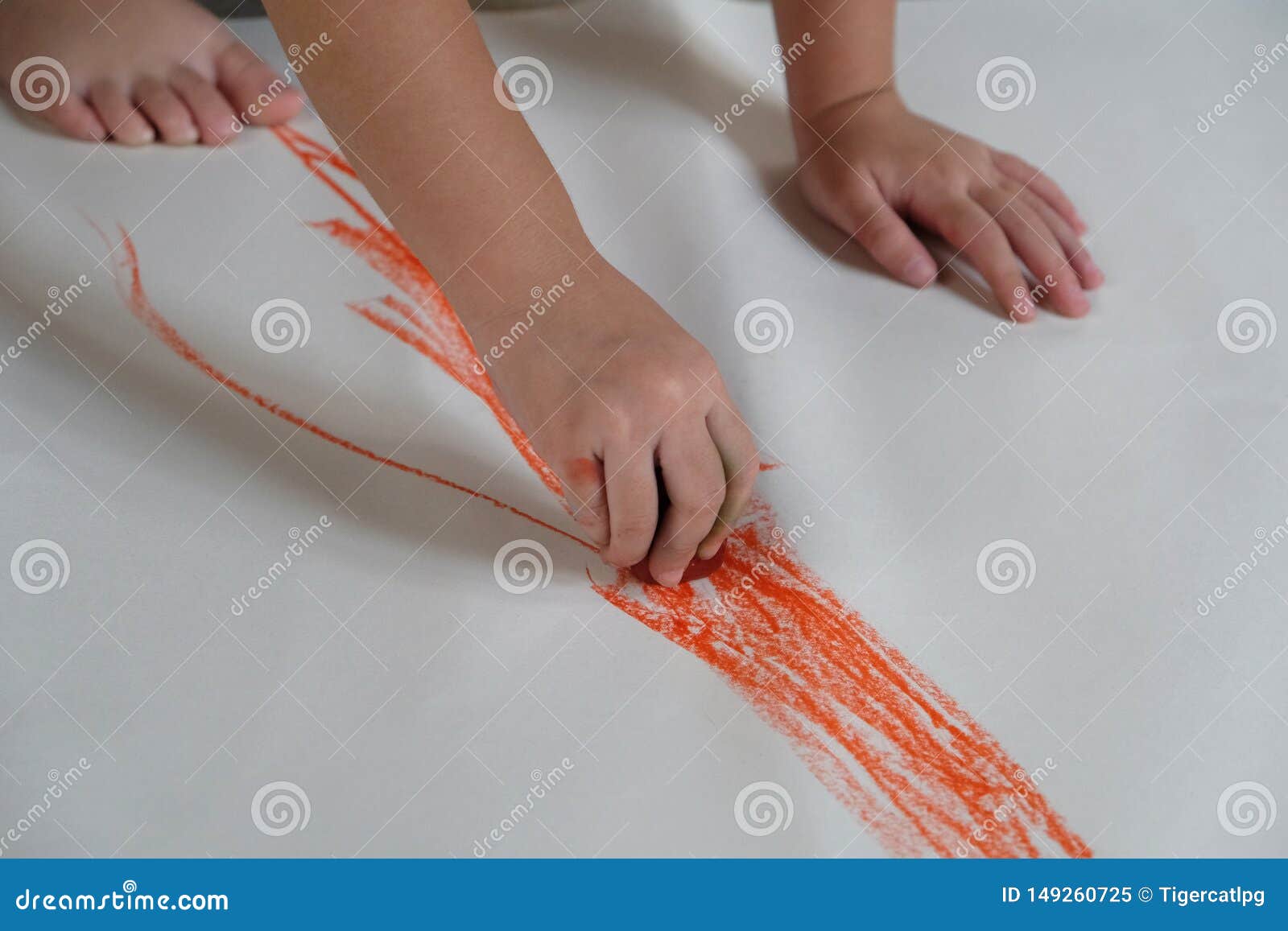 Preschoolers are Practicing Coloring on White Paper Stock Image - Image ...