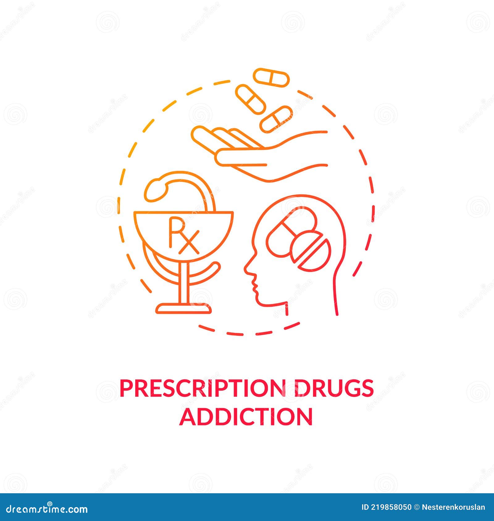 Prescription Drugs Addiction Concept Icon Stock Vector Illustration