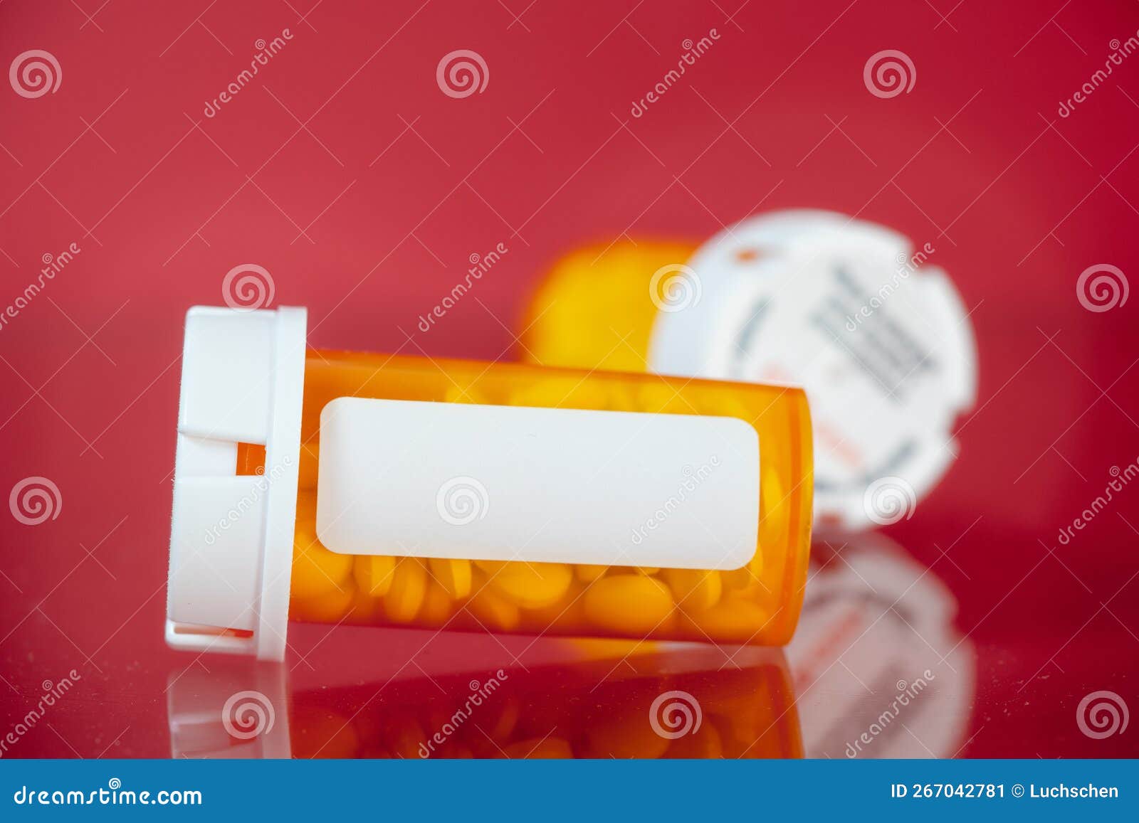Prescription Packaging with Medical Pills and Blank Empty Sticker Stock ...