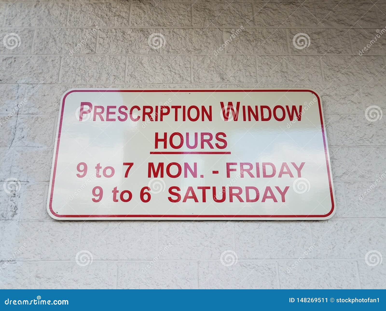 Prescription Window Hours Sign Times and Days Stock Image - Image of ...