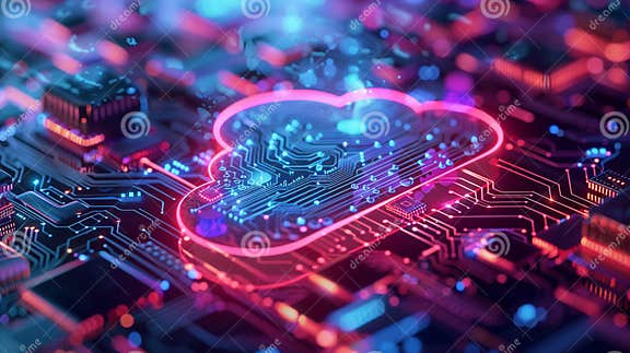 The Presence of a Glowing Cloud Symbol on a Circuit Board Indicates the ...