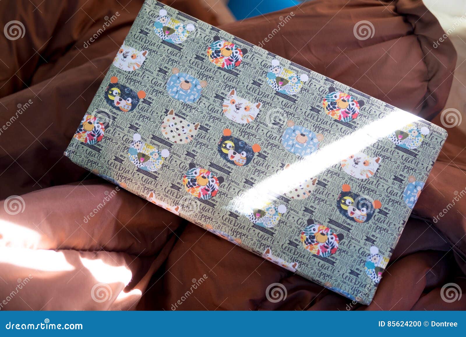Present on a Bed. Surprise Concept Stock Photo - Image of concept ...