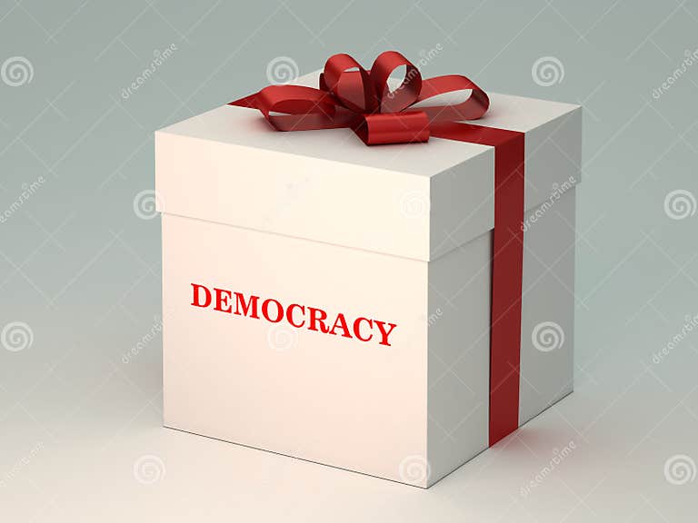 Present Box with Democracy Title Stock Illustration - Illustration of ...